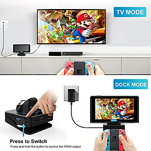 Kkf Switch Dock, 4K HDMI Nintendo Switch Docking Station for TV/Switch OLED，Portable Nintendo Switch TV Adapter Charging Dock with USB 3.0 2.0- Requires More Than 35W Charging No Cables (Black -1)