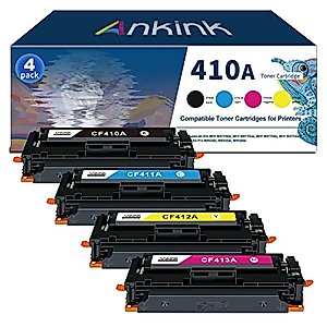 Ankink 410A Toner Cartridge 4 Pack for HP 410a CF410A Toner Ink Color Laserjet Pro MFP M477 M477fnw M477fdw M452dn M477fdn M452nw M452dw Printer Toner Ink Cartridges|CF411A CF412A CF413A High Yield