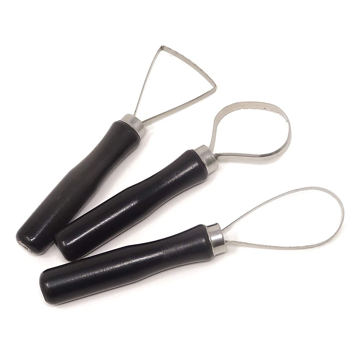 Honbay 3-Piece Clay Sculpture Tools Big Loop Scraper Knife with Sawtooth
