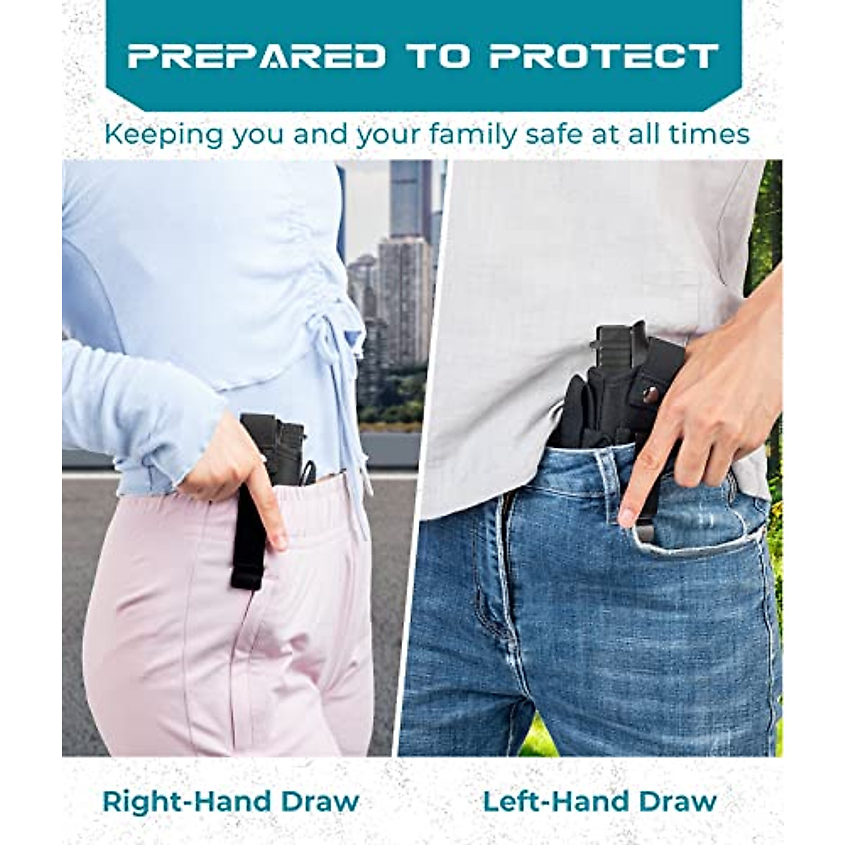 LandFoxtac Gun Holster for Pistols 9mm 380 45ACP, IWB/OWB Concealed Carry Pistol Holsters with Mag Pouch for Men/Women, CCW Right & Left Hand Gun Holder Fits Glock S&W M&P Sig