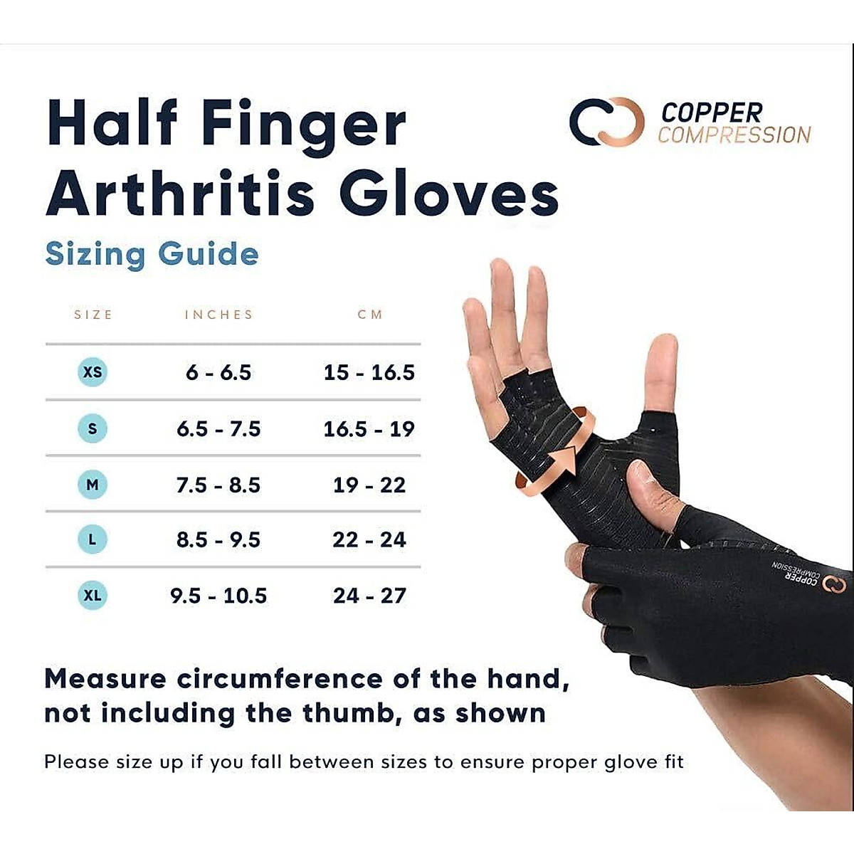 Copper Compression Arthritis Gloves - Orthopedic Brace - Copper Infused Fingerless Glove for Arthritis Pain. For Women & Men
