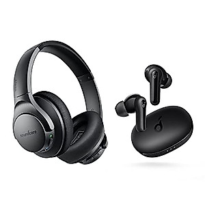 Soundcore by Anker Life P2 Mini True Wireless Earbuds, 10mm Drivers with Big Bass, Custom EQ, Bluetooth 5.2, 32H Playtime, with Life Q20 Active Noise Cancelling Headphones, Hi-Res Sound 40H Playtime