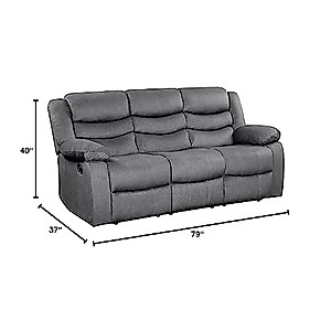 Lexicon Farren Fabric Manual Double Reclining Sofa, Gray