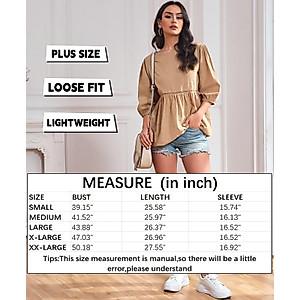 REDMORE Womens Summer Peplum Tops Loose Casual Tunic 2023 Balloon Sleeve Blouses Crew Neck Cute Shirts Light Green