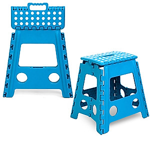 Dporticus 2Pack 16 Inch Foldable Step Stool with Handle for Kids & Adults Portable Super Strong Folding Kitchen Step Stool Non-Slip Design Garden Bathroom Stepping Stool