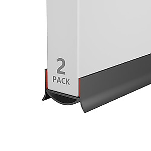 2 Pack Door Draft Stopper, 36” Cuttable Weather Stripping Door Seal， Strong Adhesive Door Sweep for Exterior and Interior Doors. (2, Black)