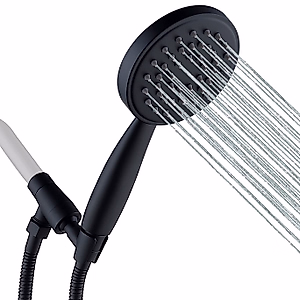 100% Metal Hand Held Shower Head with 70'' Hose and Holder | Made with Stainless Steel and Brass | High Pressure Handheld Showerhead, Adjustable Bracket，Extra Long Flexible Hose (Matte Black)