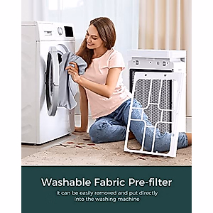 Purivortex Air Purifiers for Home Large Room, CADR 300m³/h with Air Quality Monitoring and Washable Pre-filter, Efficient 99.97% Dust, Smoke, Pet Dander, Odors and Pollen, Ozone Free