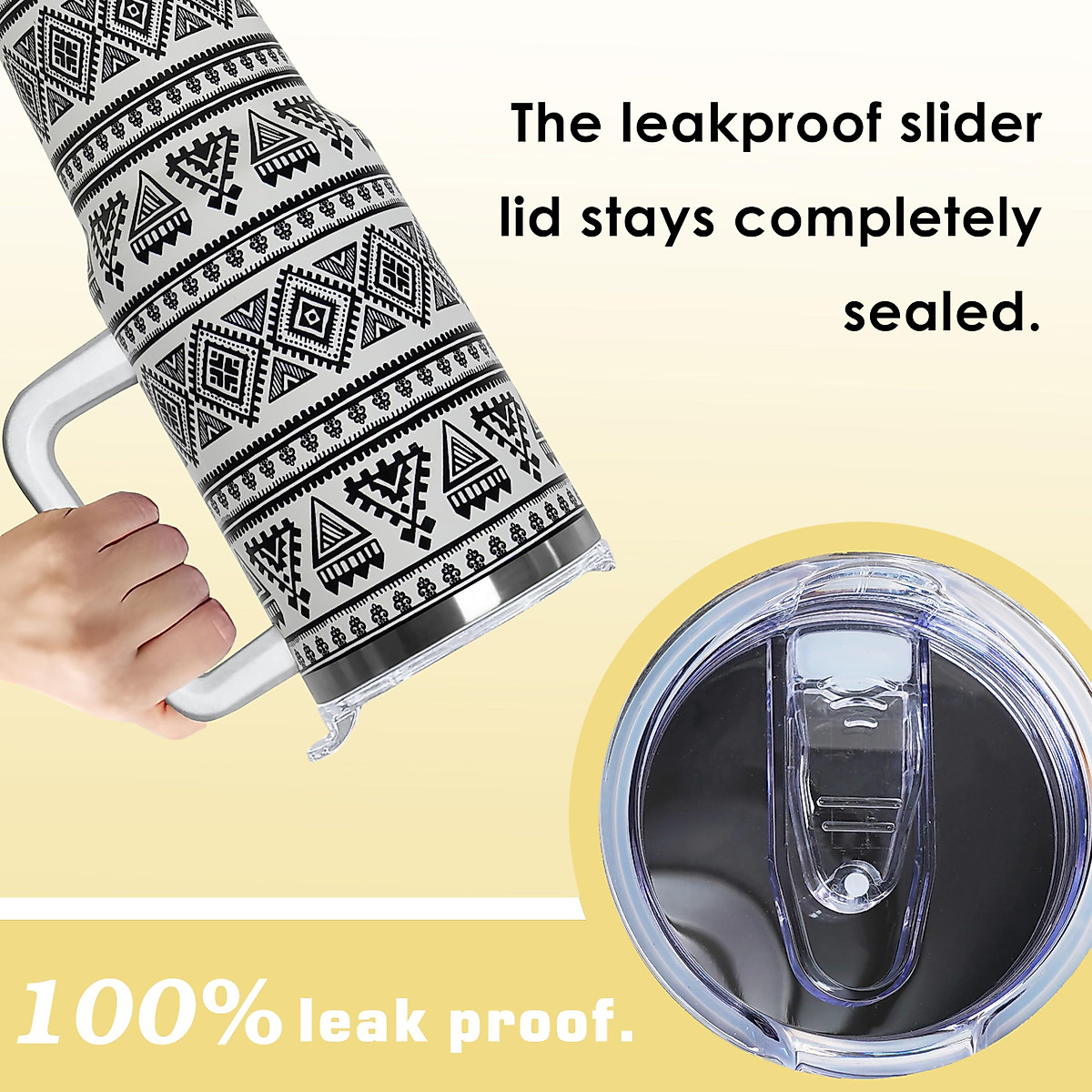 omezin 40 Oz Boho Tumbler With Handle 40oz Boho Tumbler With Lid Straw Double Insulated Travel Coffee Mug Womens Boho Cup Gifts