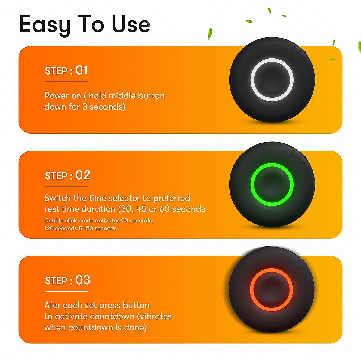 Time Me Timer - The Rest Time Fitness Timer - Countdown Gym Timer and Stopwatch To Help Track Rest Time While Working Out - Easy to Use Vibrating Timer - Small Compact Design With Rechargeable Battery