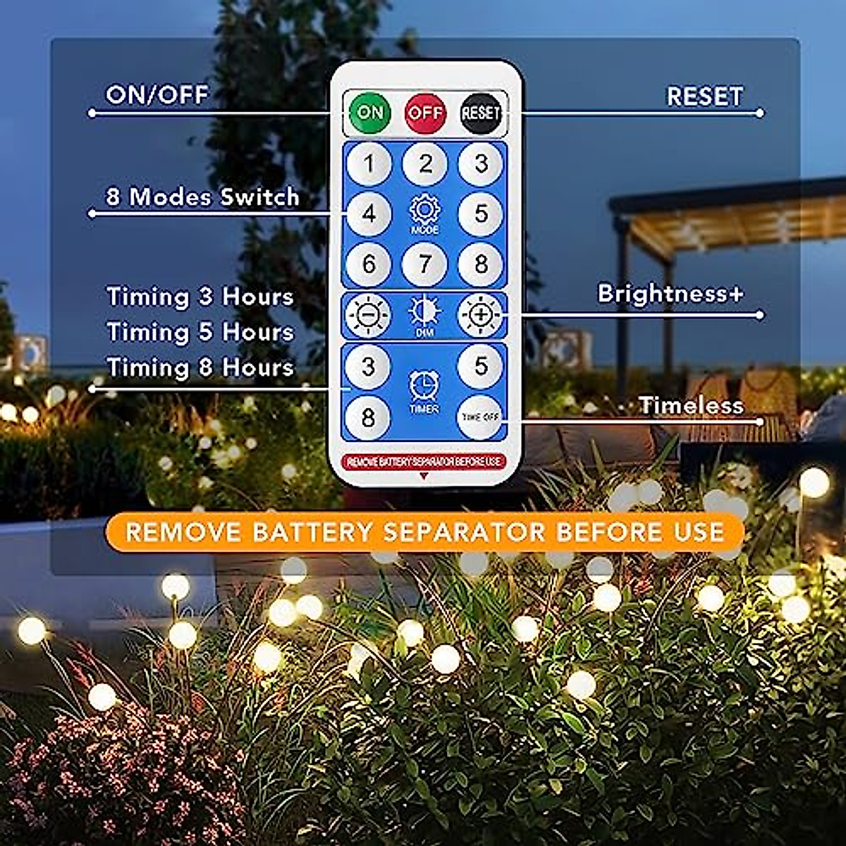 8 Pack Solar Firefly Lights Outdoor, 8 LED Swaying Firefly Garden Lights with Remote Control, 8 Flashing Modes, Waterproof Solar Powered Fairy Lights Outdoor for Landscape Yard Patio Pathway Lawn