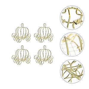 STOBOK Halloween Pumpkin Carriage, Thanksgiving Golden Metal Centerpiece Candy Holder Candy Cart Princess Carriage Candy Container Tabletop Decoration for Halloween Wedding Party 4PCS