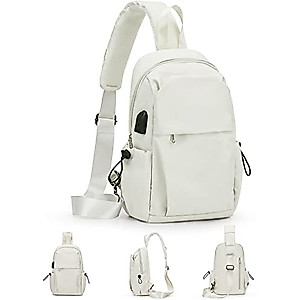 SEAFEW Tactical Backpacks Small Sling Bag Crossbody Backpack Shoulder Bag for Men Women, Multipurpose Anti-Theft Cross Body Chest Bags, One Strap Backpack for Walking Biking Travel Cycling White