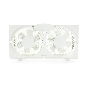 Amazon Basics Window Fan with Manual Controls, Twin 9 Inch Blades, White