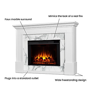 Merced 61" Grand Electric Fireplace TV Stand in White by Real Flame