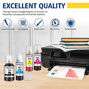 NMCHXBM Compatible Ink Cartridge Bottle (Non-Sublimation) Replacement for Epson 502 (Photo Black, Black, Magenta, Yellow and Cyan, 5-Pack)