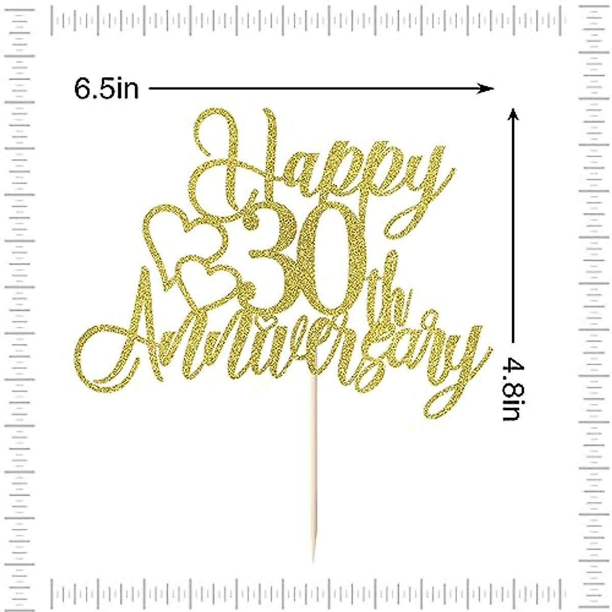 Crseniny 30th Anniversary Cake Topper，Company 30 Anniversary Party Decorations,30th Birthday, 30th Wedding Anniversary/Pearl Wedding Party Decoration supplies(30 Gold Glitter)