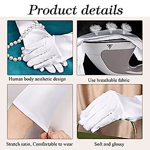1920s Long Evening Satin Elbow Gloves Opera Gloves Stretch Bridal Wedding Prom Party Costume Accessories Gloves for Women (White, 15 Inch)