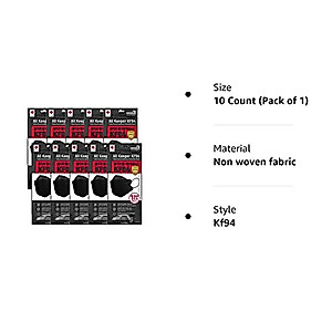 [10 Pack] Black All Keeper KF94 Face Safety Masks 4-Layers Filter Protection