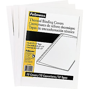 Fellowes 52222 Thermal Binding System Covers, 60-Sheet Cap, 11 X 8 1/2, Clear/White, 10/Pack