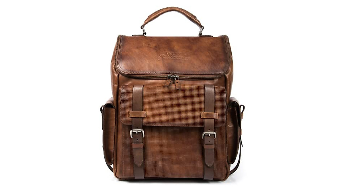 VELEZ Full Grain Leather Backpack & Briefcase - Tan