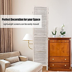 ECOMEX 6 Panel Louver Wood Room Divider 5.6ft.Tall Folding Privacy Screen Panels, Room Divider Wall, Divider for Room Separation, Partition Room dividers and Effectively Block Sight(White)