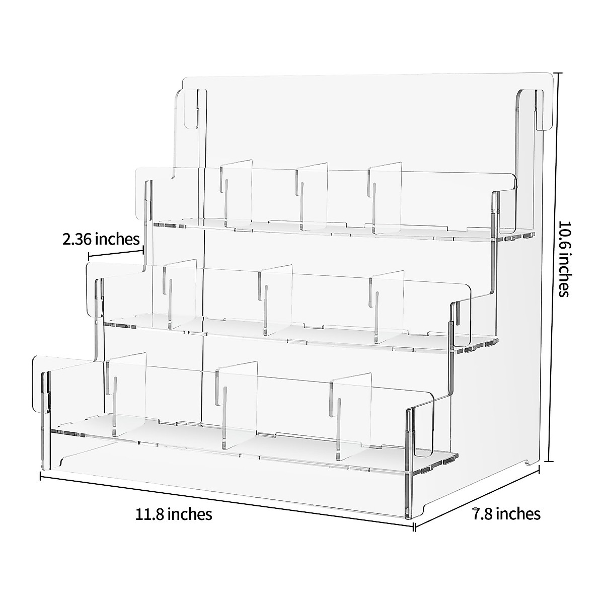 DOSTATNI 3 Tier Greeting Card Display Rack Acrylic Sticker Display Stand Retail Display Photo Stand Postcard Display Mail Organizer Stamp Pad Holder Storage Rack for Stickers Cards Tabletop