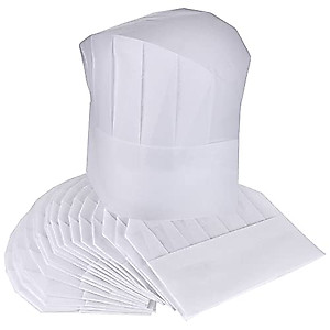 ESHATO 20 Pack Paper Chef Hats for Kids, Adults, Adjustable Home Kitchen Toque Cap Bulk Set for Cooking, Baking, Party Favors White