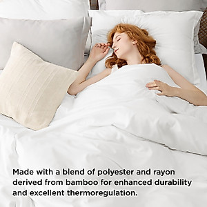 Bedsure White Duvet Cover Queen Size - Polyester & Rayon Derived from Bamboo Cooling Duvet Cover Set (90" x 90"), 3 Pieces with 2 Pillow Shams, Comforter Not Included