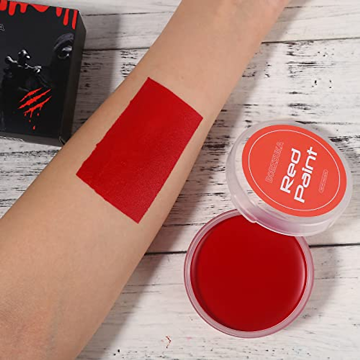 BOBISUKA Red Face and Body Paint, Professional Oil Based Creamy Painting Palette for Party Halloween Stage Cosplay Clown SFX Makeup - Non Toxic For Adults and Kids (Large 70g/2.46oz)