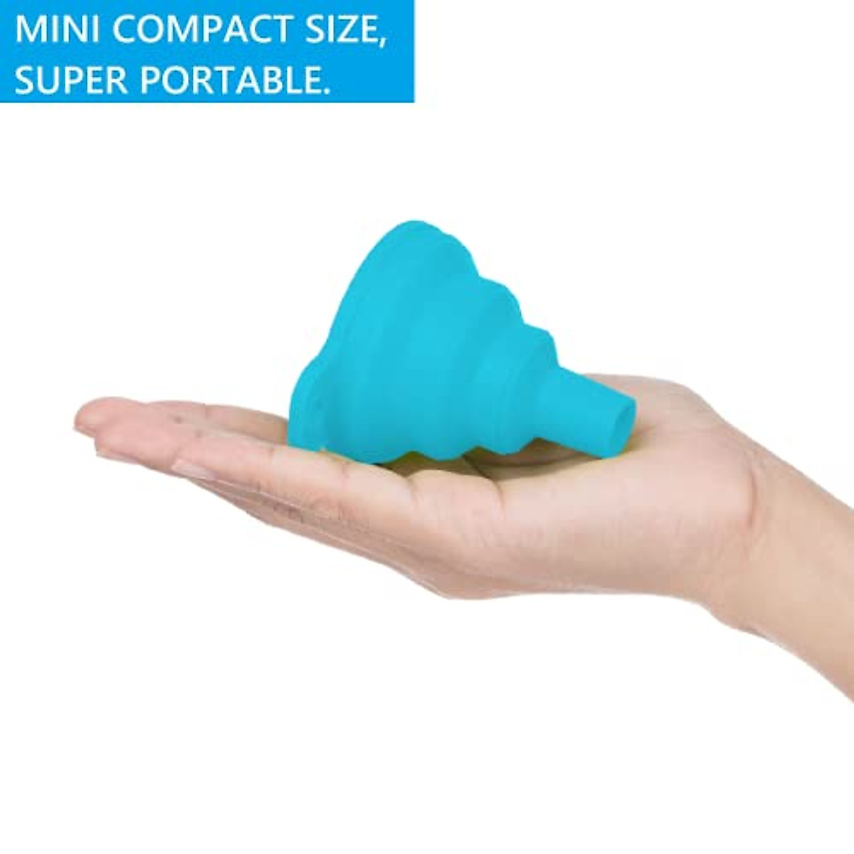 Funnels for Filling Bottles Set of 2, Food Grade Silicone Funnels for Kitchen Use. Small Collapsible Kitchen Funnel. Foldable Mini Funnels for Water Bottle Filling Liquid Powder Transfer (Blue)