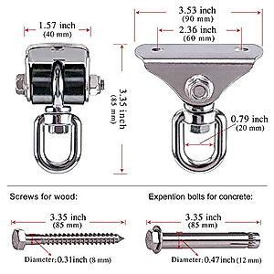 BeneLabel Quiet Swing Hanger, 360° Rotation, Stainless Steel, Heavy Duty, for Swing, Hammock, Yoga, Sandbag, 1000 LB Capacity