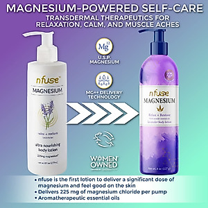 nfuse Magnesium Lotion | Ultra Healing Body Lotion | Natural Magnesium Therapy | Lavender: Rest + Restore | 8 oz