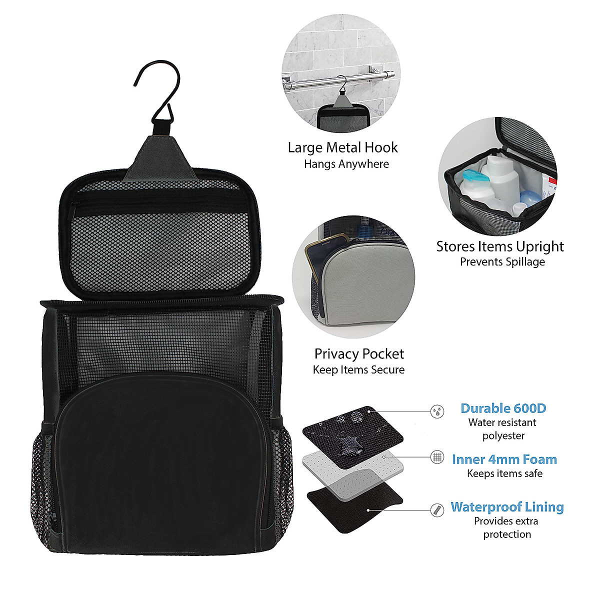 TERRA HOME Dorm Room Essentials - Portable Shower Caddy and Ramen Bowl Set with Chopsticks and Spoons - Gift for Dorm Living