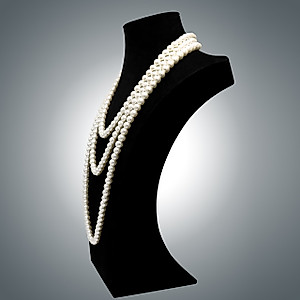 Cryshimmer Long Pearl Necklace for Women Multilayer Cream White Faux Pearl Beaded Strands Necklace