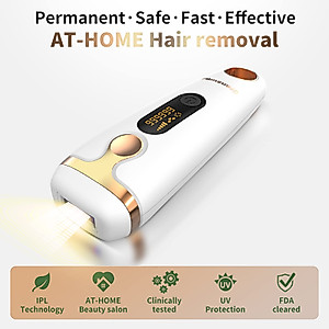 IPL Laser Hair Removal Device Permanent Painless Remover Reduction in Hair Regrowth for Women and Man at Home Whole Body Armpits Back Legs Arms Face Bikini Line, Corded