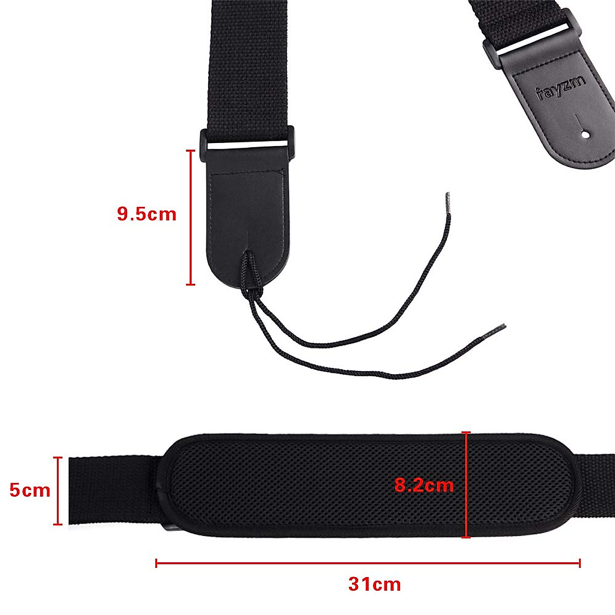 Rayzm Guitar Strap, Adjustable Cotton Strap for Acoustic/Electric/Bass Guitar, with a Shoulder Pad Pressure Release for Comfortable Playing
