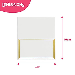 THE TWIDDLERS 200 Name Place Cards for Wedding Table Setting 3.5" x 2" Inch, White Blank Tent Name Cards with Gold Foil Border for Banquet, Reserved Seating, Dinner Parties