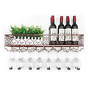 Wall-Mounted Wine Rack Iron Simple Style Multi-Functional Creative Living Room Home Display Storage Wine Rack -Restaurant Kitchen Bar Floating Wine Rack (Bronze 100 * 25Cm), PIBM, Bronze, 150 * 25cm
