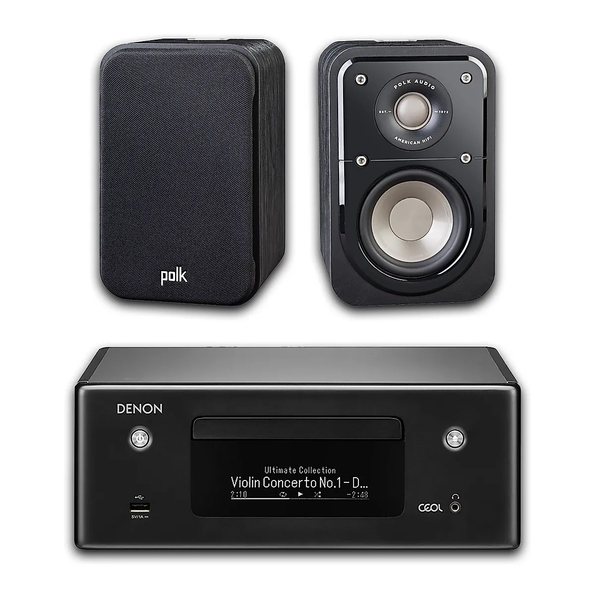 Denon Receiver RCD-N10 with Polk Audio Signature S10E Bookshelf Speaker (Pair) Home Theater Bundle