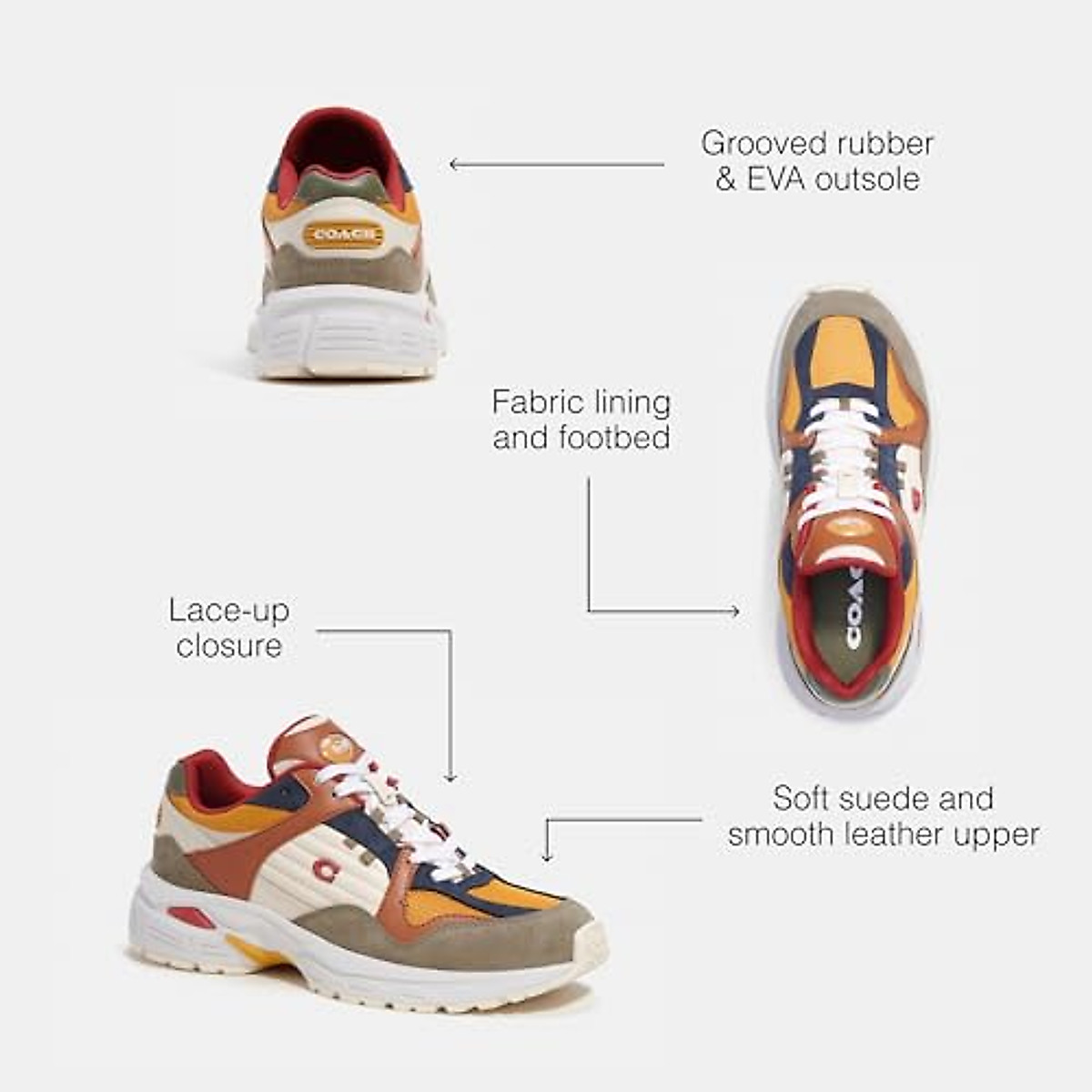 Coach Women's C301 Sneaker, Green/Buttercup, 8