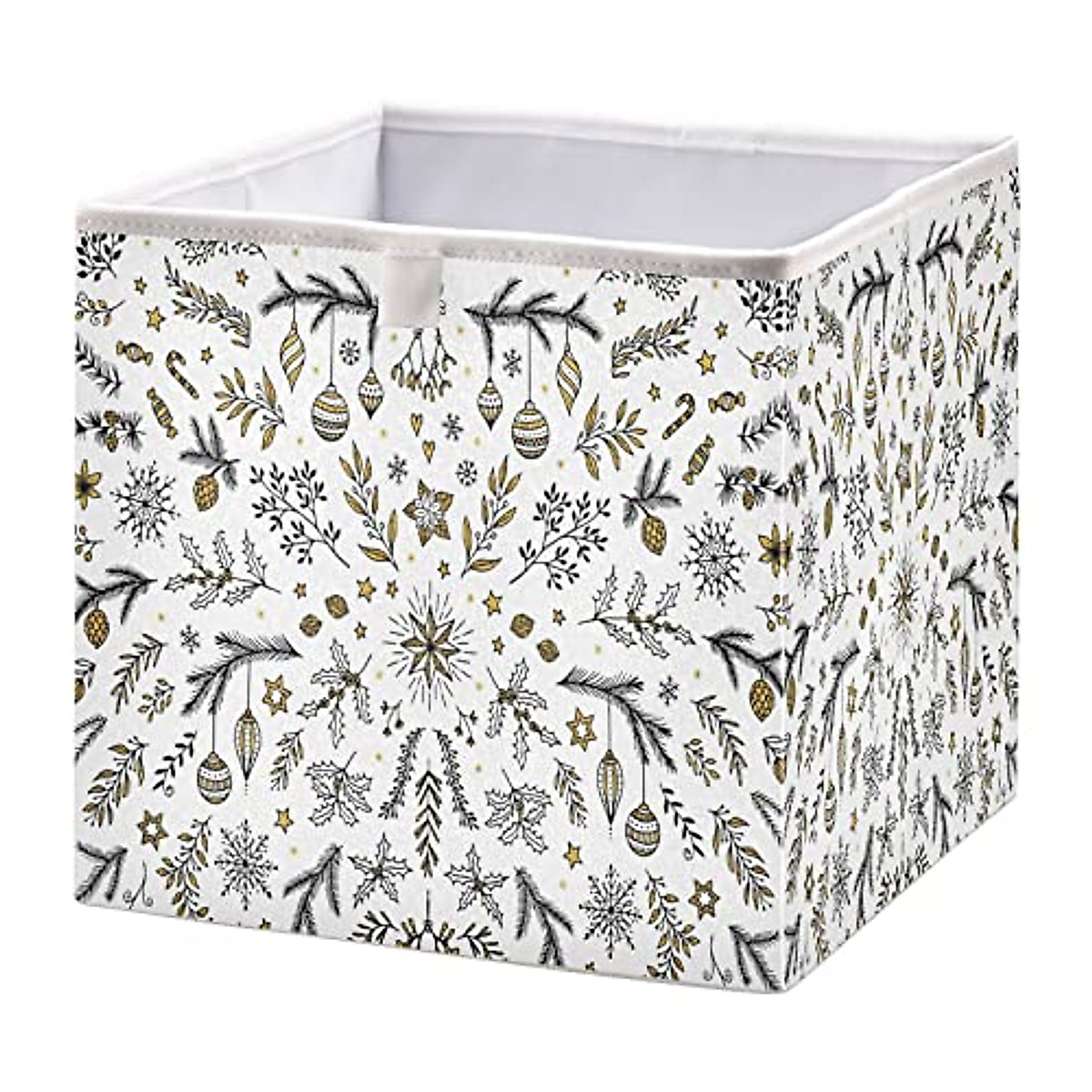 Blueangle Christmas Floral Rectangle Storage Bin, 15.8 x 10.6 x 7 in, Large Collapsible Organizer Storage Basket for Home Christmas Décor（207）