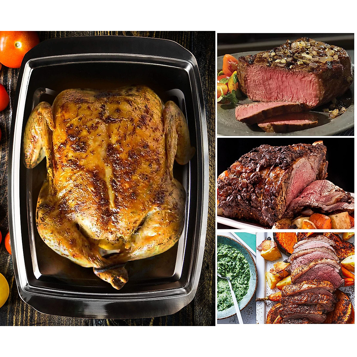 Stainless Steel Spiked Roast Chicken Carving Dish Tray, Turkey Meat Serving, Stainless Steel Carving Knife Fork Set for Meat Turkey(Carving Tray Knife Fork)