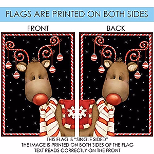 Toland Home Garden 101238 Candy Cane Reindeer Christmas Flag 28x40 Inch Double Sided Christmas Garden Flag for Outdoor House Winter Flag Yard Decoration