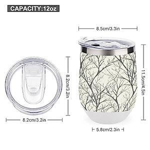 WYUSPGK 304 Stainless Steel Insulated Cup, Tree Branch Print Smooth Rim, Durable & Reusable - Perfect for Office, Home, And Travel