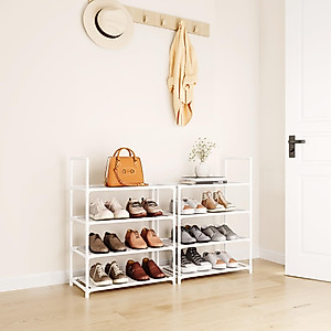 MUAHRCE 8-Tier Tall Shoe Rack for Closet, Entryway, Adjustable Sturdy Durable Shoe Shelf,Narrow Shoe Stand Organizer (18" W×10" D×58" H,White)