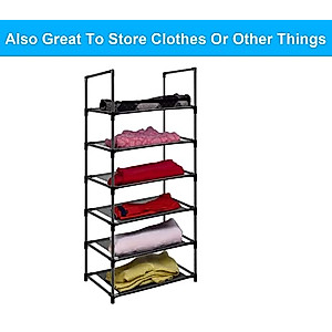 Easyhouse 6 Tier Metal Structure Free Standing Shoe Rack for Small Space Entryway, Bedroom, Closet, Narrow Vertical Shelf Organizer for Space Saving Storage