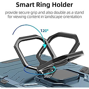 AKABEILA Case for Samsung Galaxy A14 5G Shockproof Silicone Phone Case Heavy Duty Full Body Armour Dual Layer Protective Cover with Finger Ring Kickstand [Support Magnetic Car Mount]