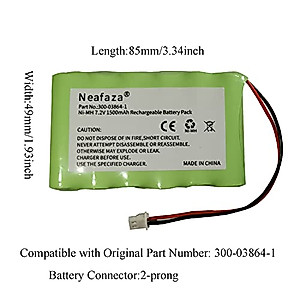 NEAFAZA 300-03864-1 7.2v 1500mAh Battery Replacement Compatible with Honeywell Alarm Lynx WALYNX-RCHB-SC Honeywell Lynx Touch K5109, L3000, L5000, L5100, L7000
