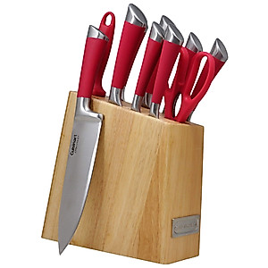 Cuisinart C77SS-11PRDGR 11-Piece Arista Collection Cutlery Stainless Steel Knife Block Set, Red